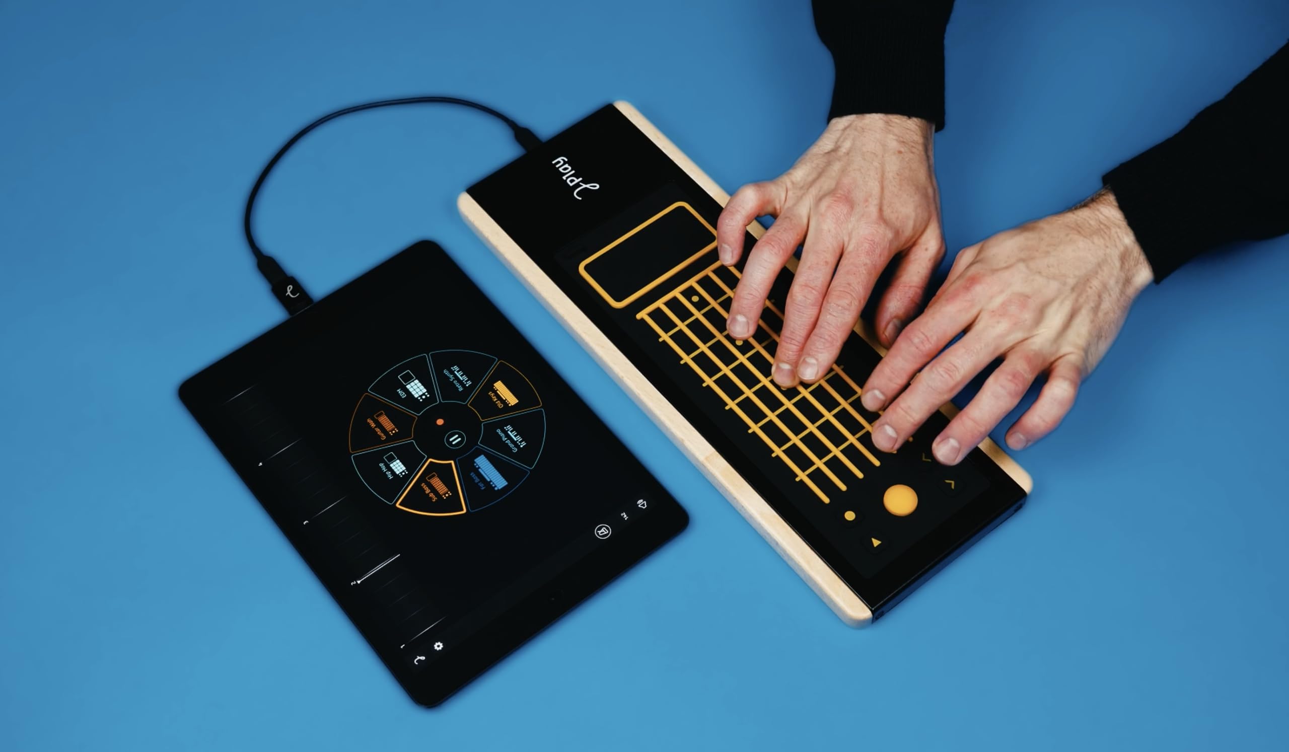 Guitar Pad Accessory for J-Play MIDI controller - 6 Frets and Effect Zone, Dedicated Musical App Included, Plug & Play Music instrument Water Edition