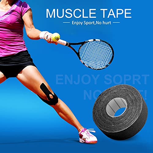 Akozon Muscle Adhesive Tape, 1Roll Cotton Elastic Strain Injury Sports Sticker Bandage (Black)