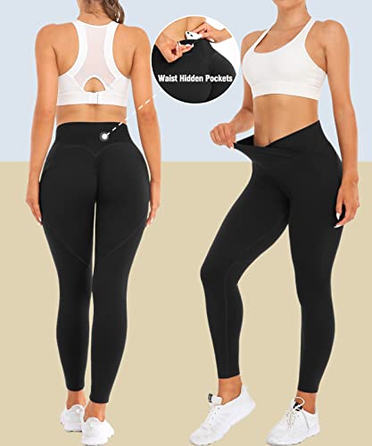 AIMILIA Women's High Waisted Butt Lifting Leggings Ruched Butt Seamless Booty Yoga Pants Tummy Control Sport Tights