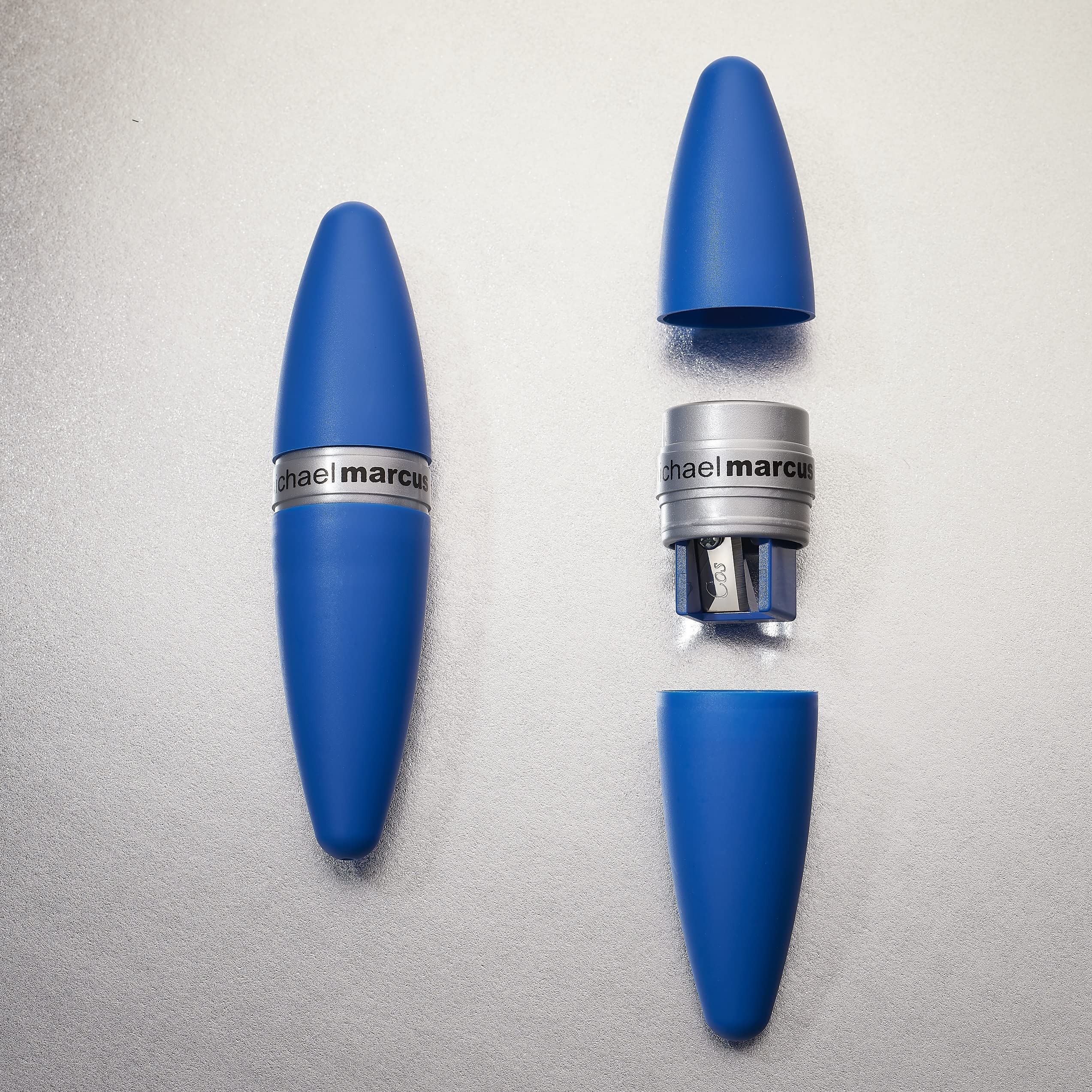 Michael Marcus Cosmetic Makeup Pencil Sharpener - 3-in-1 Essential Beauty Sharpener for Lip Liner, Eyebrow, and Eyeliner Pencil - Travel Friendly, Convenient, Compact & Easy to Clean (Blue)