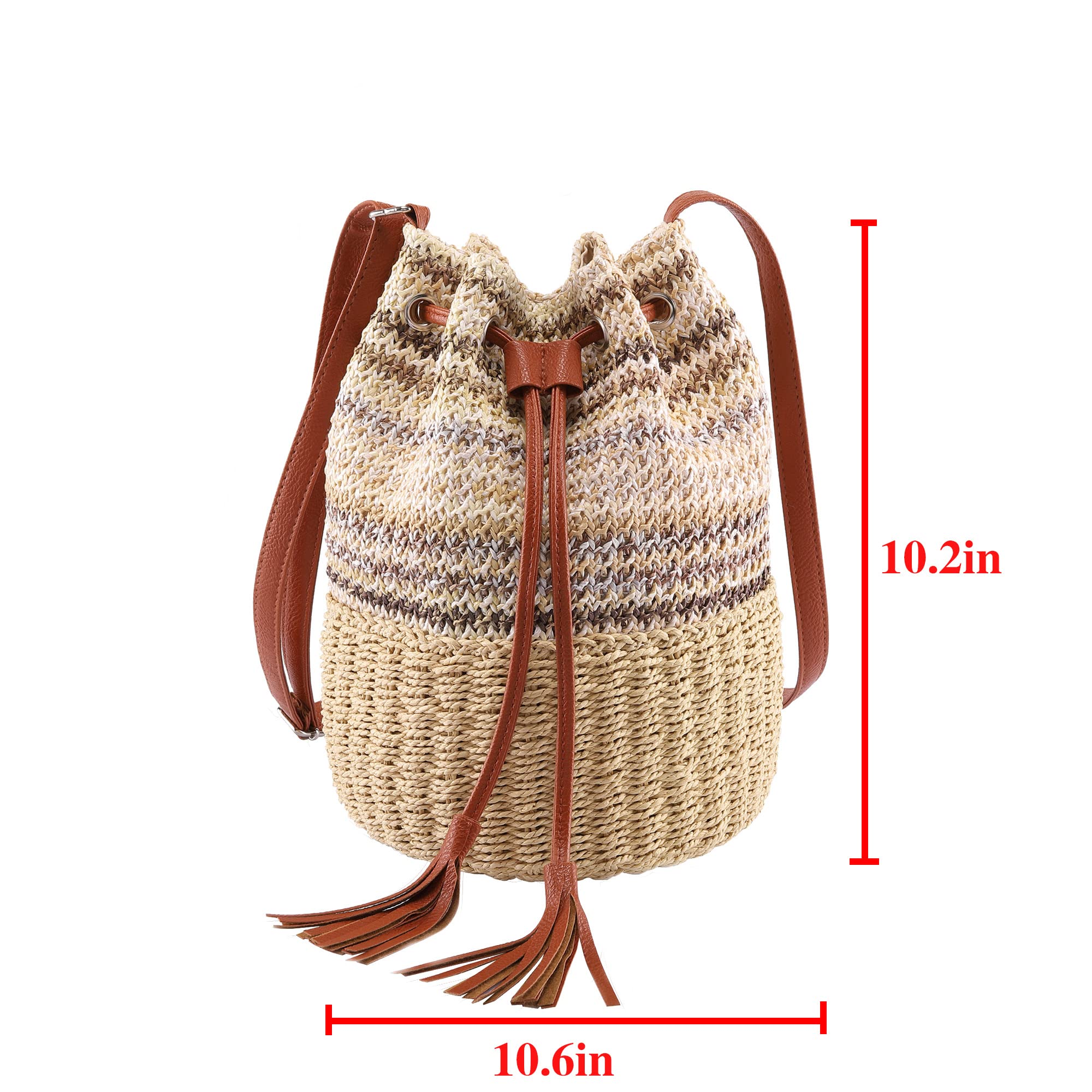CHIC DIARY Summer Beach Straw Bag for Women Crossbody Bucket Bag Handwoven Rattan Shoulder Handbag Purse (Beige)