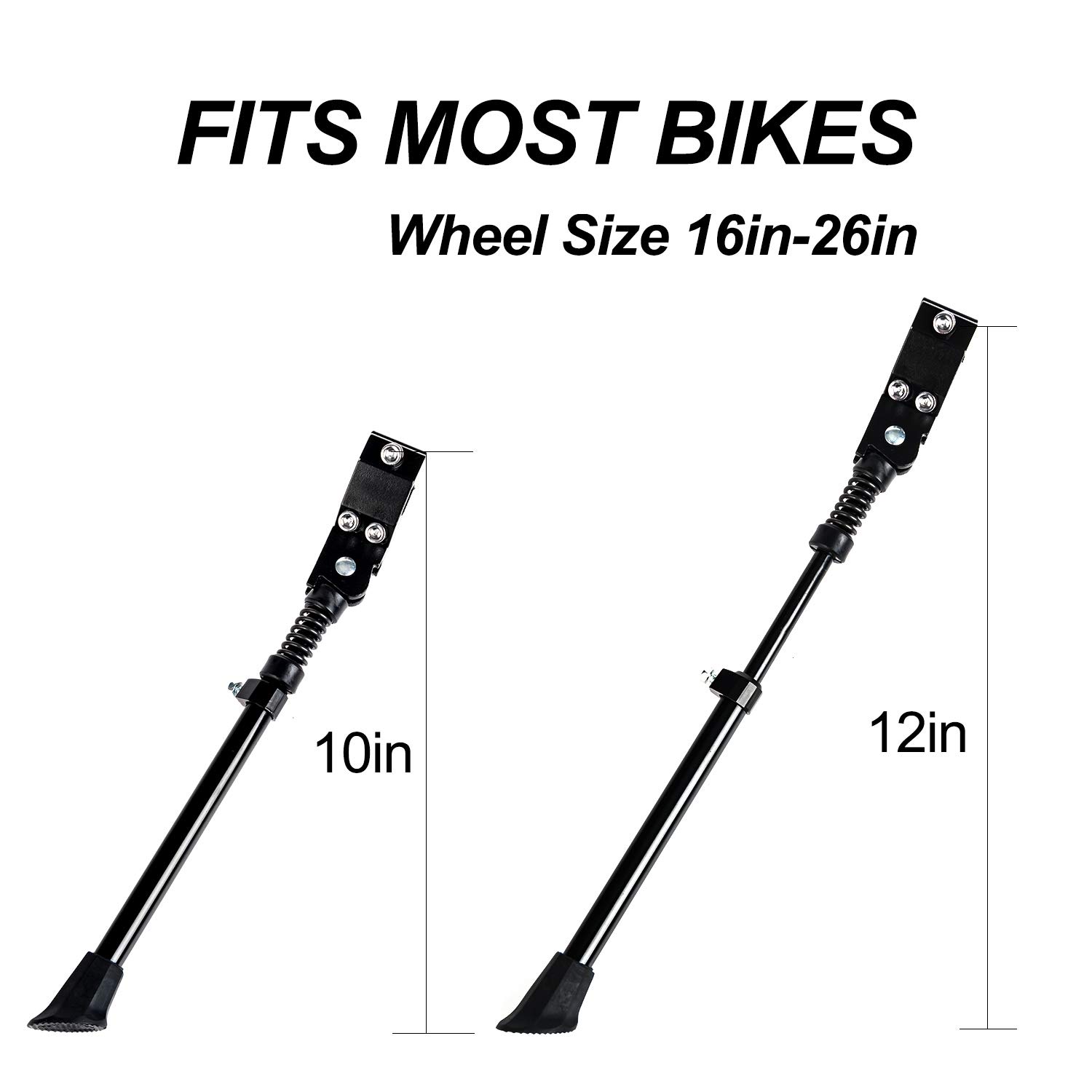 ADDMOTOR Bicycle Kickstand Adults Rear Mount Adjustable Bike Side Kickstand Aluminium Alloy (Black)
