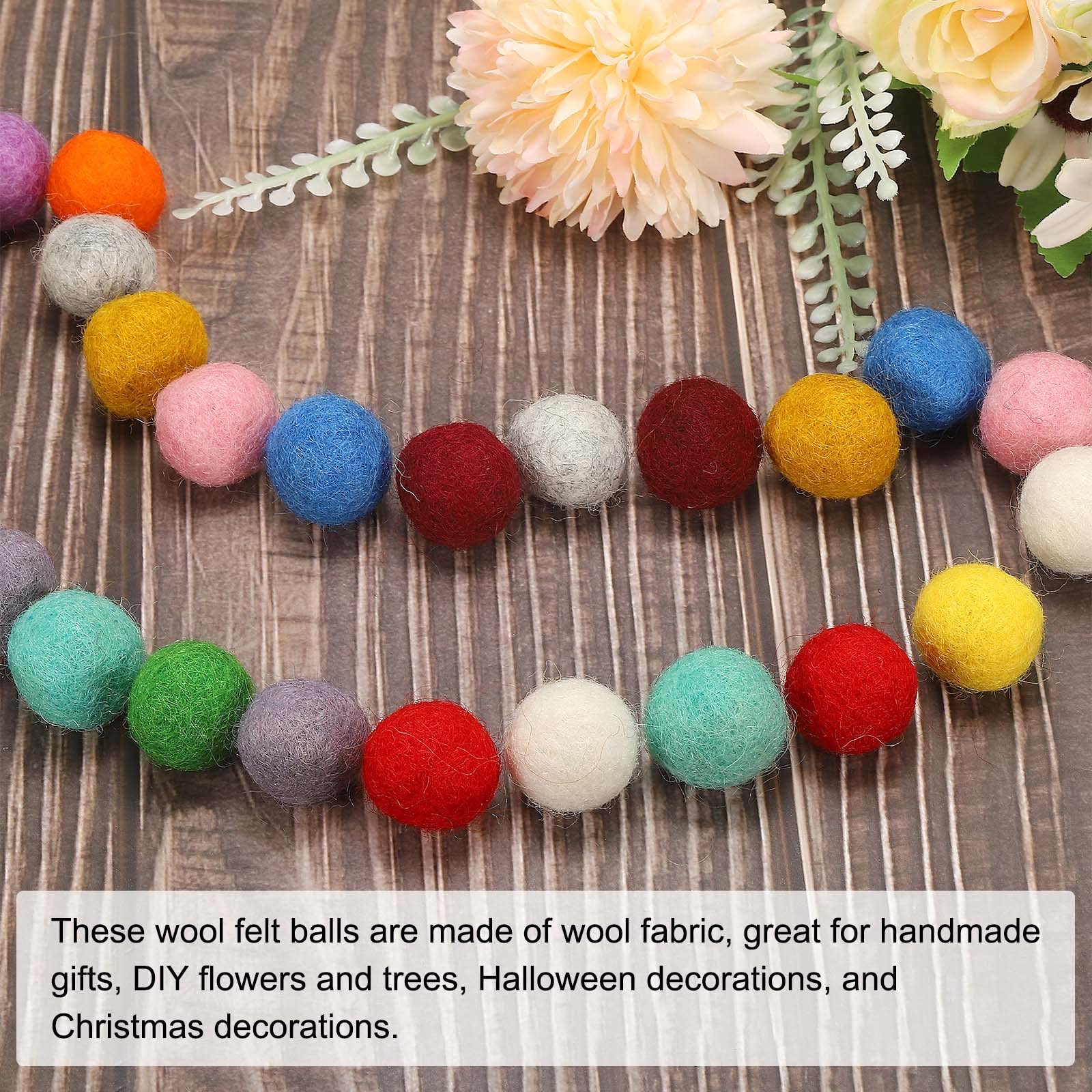 PATIKIL Wool Felt Ball Beads Wool Felting Pom 2cm 20mm Orange for Home Crafts Handcrafts Project DIY Pack of 10