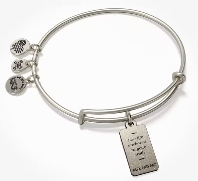 Alex and Ani Path of Symbols Expandable Bangle for Women, Hope Anchor Oracle Charm, Rafaelian Silver Finish, 2 to 3.5 in