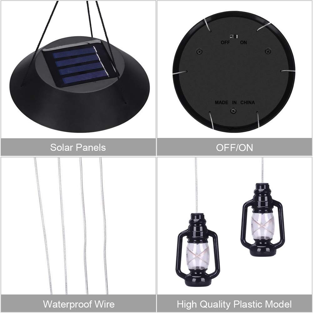 Color-Changing Solar Powered Lanterns Wind Chime Wind Moblie LED Light, Spinner Windchime Portable Outdoor Chime for Patio, Deck, Yard, Garden, Home(1Pcs)