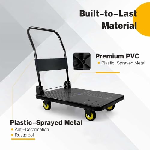 Auroglint-1100 lb. Capacity Platform Cart Heavy Duty Dolly Folding Foldable Moving Warehouse Push Hand Truck Wheel