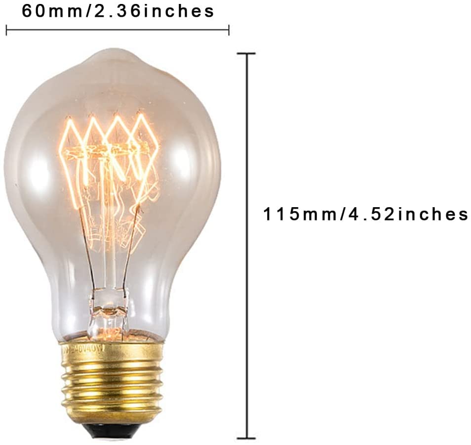 Lxcom Lighting A19 Vintage Light Bulbs, E26 110V 25W Warm Dimmable Vintage Style Incandescent Light Bulbs for Wall Sconces, Ceiling Light, 4 Pack