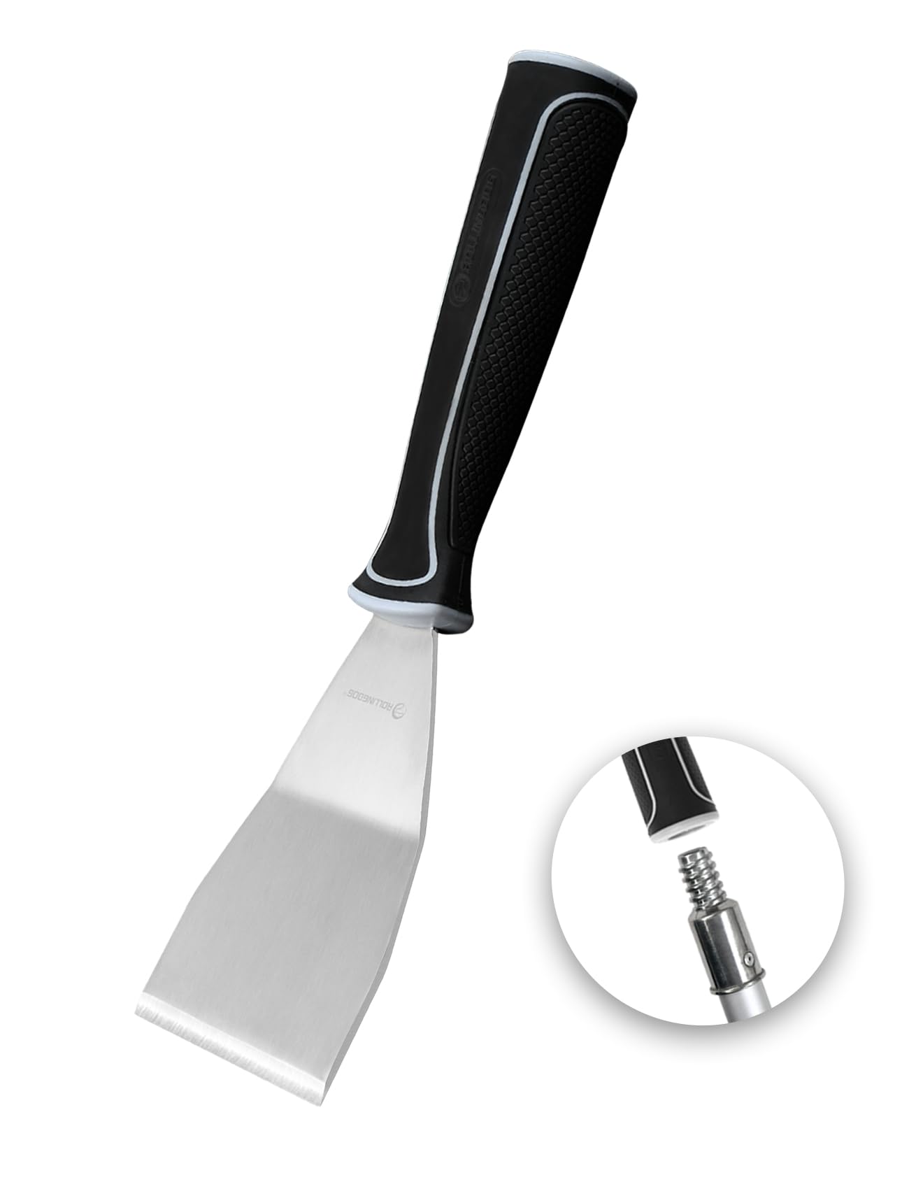 ROLLINGDOG 3 Inch Pole Scraper - Stainless Steel Bent Blade With Anti-Slip Rubber Handle, Heavy Duty Paint Remover Scraper Tool