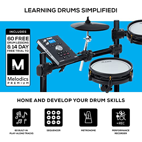 Alesis Drums Command Mesh SE Kit and Drum Essentials Bundle - Electric Drum Set with USB MIDI Connectivity, Drum Throne and On-Ear Headphones