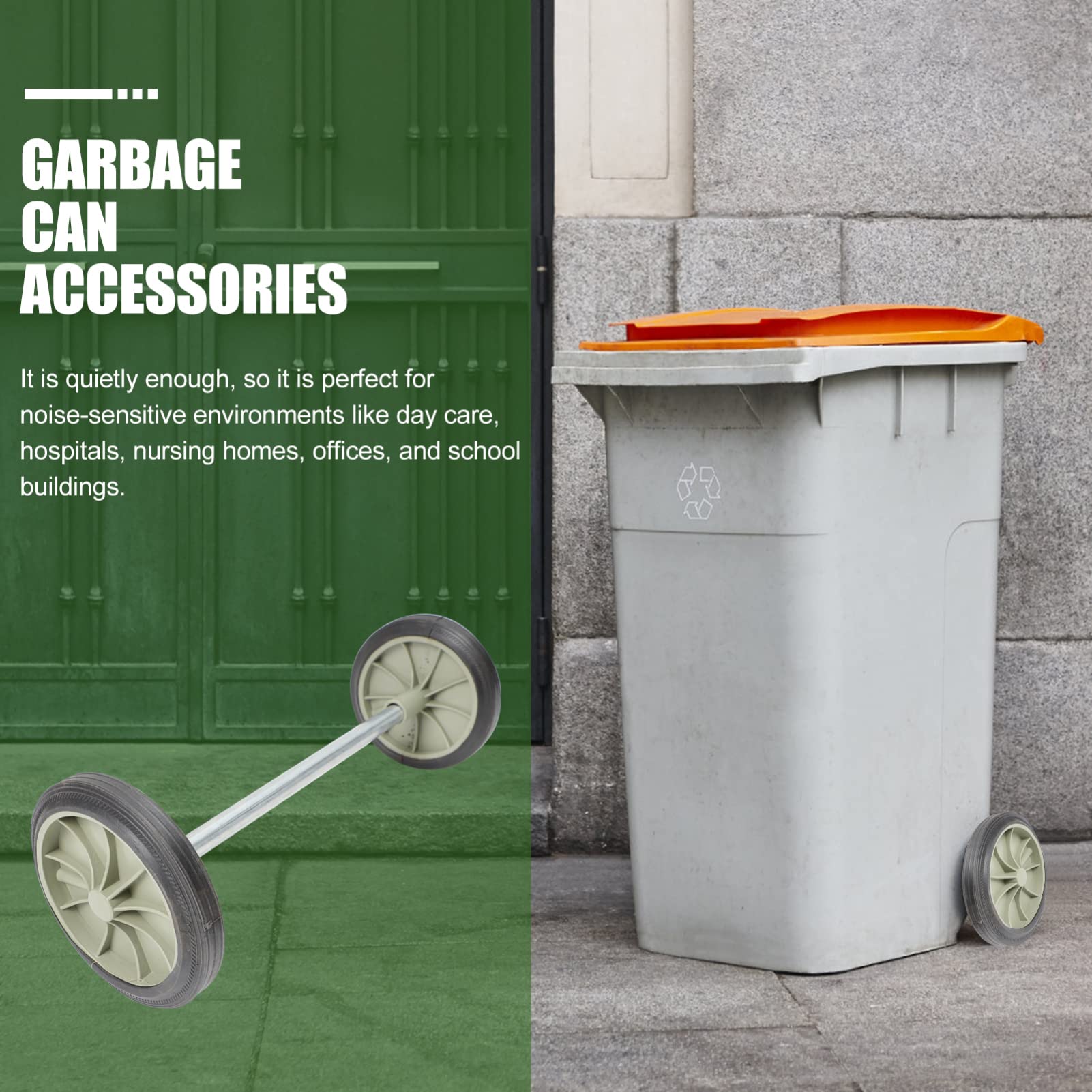DOITOOL Garbage Can Replacement Wheels - Trash Can Wheels and Axle - Trash Garbage Bin Wheels Replacement for Garbage Can Outdoor,Garden Street Patio Trash Can (Wheel Color Random)