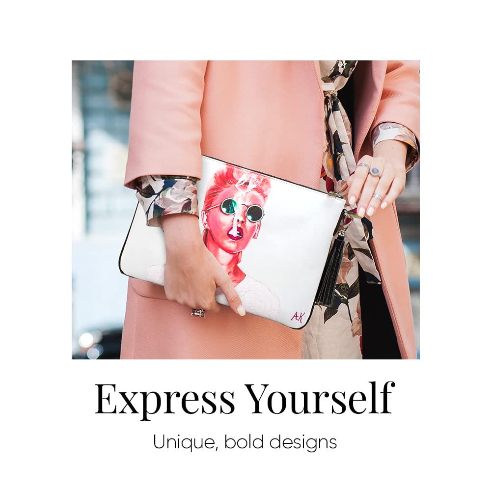 Alexandra Khazin Clutch Purses for Women - Clutch Handbag with Removable Strap - Slow Fashion Design - Microfiber Bag with Silk Lining & Protective Dust Jacket - Sunny Side Up