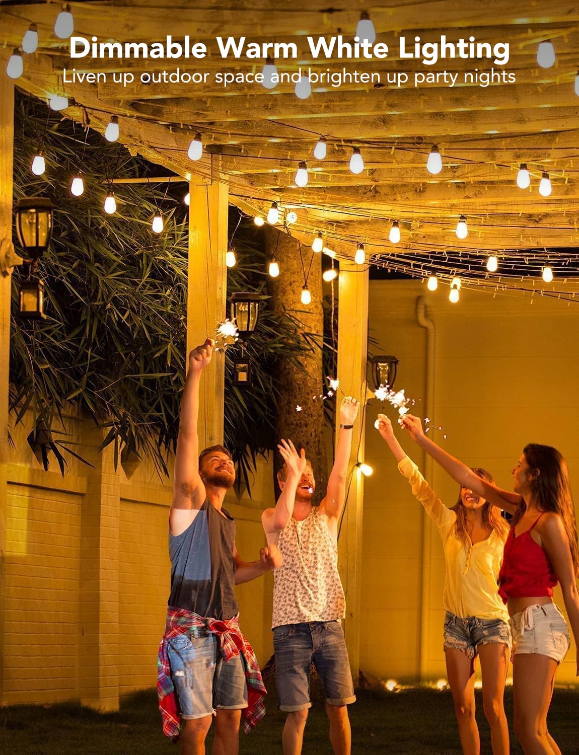 Govee Smart Outdoor String Lights H7020, RGBIC Warm White 48ft LED Bulbs for Outdoor, WiFi Patio Lights Work with Alexa, Google Assistant, APP Control, IP65 Waterproof