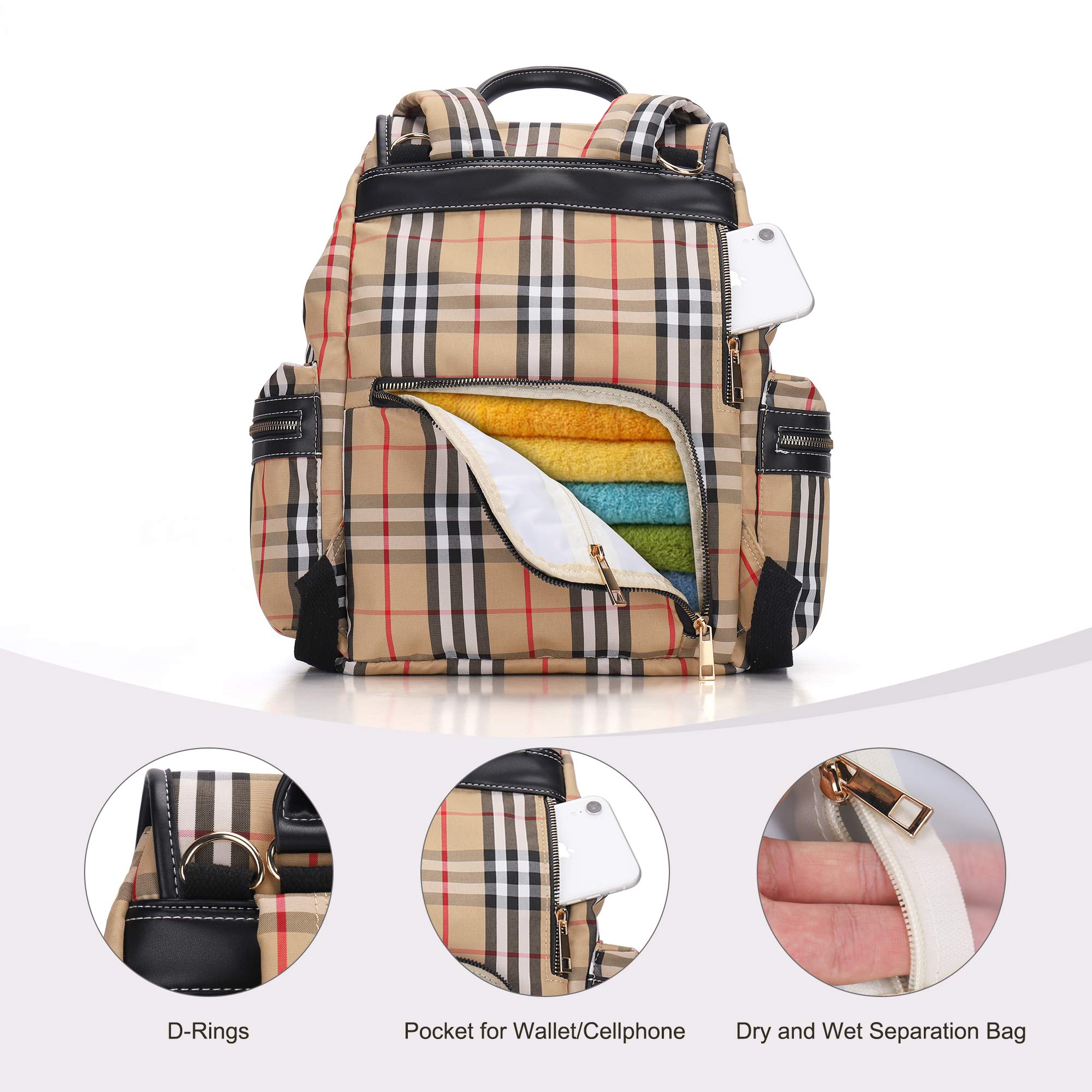 Baby Diaper Bag Backpack, VS VOGSHOW Multifunction Stylish Travel Baby Bag Backpack with Crossbody Strap, Durable Large Maternity Bag