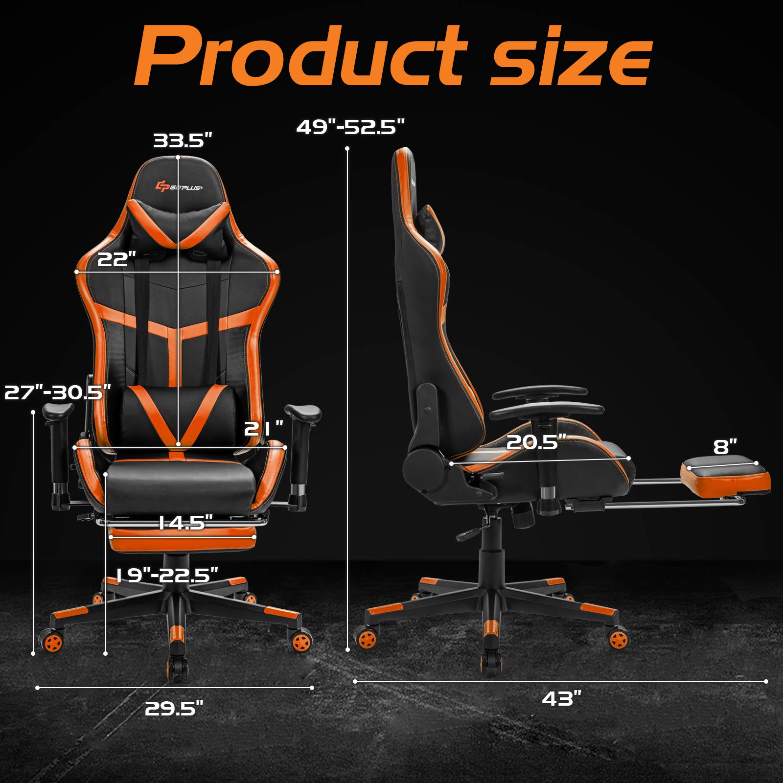 Goplus Gaming Chair, Massage Office Chair Computer Gaming Racing Chair, High Back PU Leather Adjustable Ergonomic Reclining PC Game Chair, Rolling Swivel Executive Chair with Footrest (Blue)