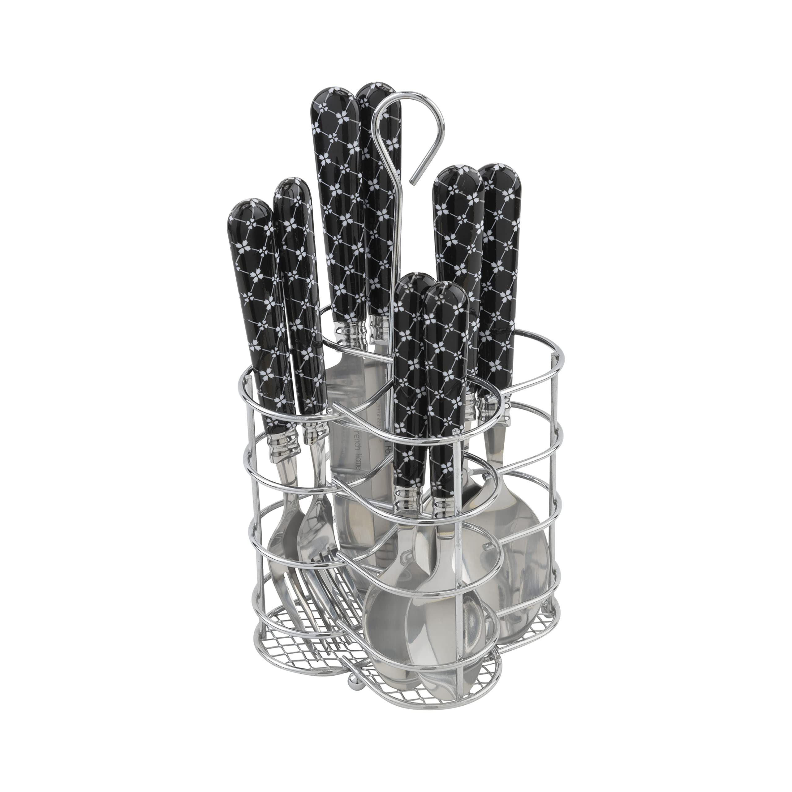 French Home Bistro 16-Piece Stainless Steel Flatware Set β Dinner Cutlery Set β Silverware Set Dishwasher Safe β Spoon & Fork And Knife Set β Modern Silverware Set For 4 (Red/White)