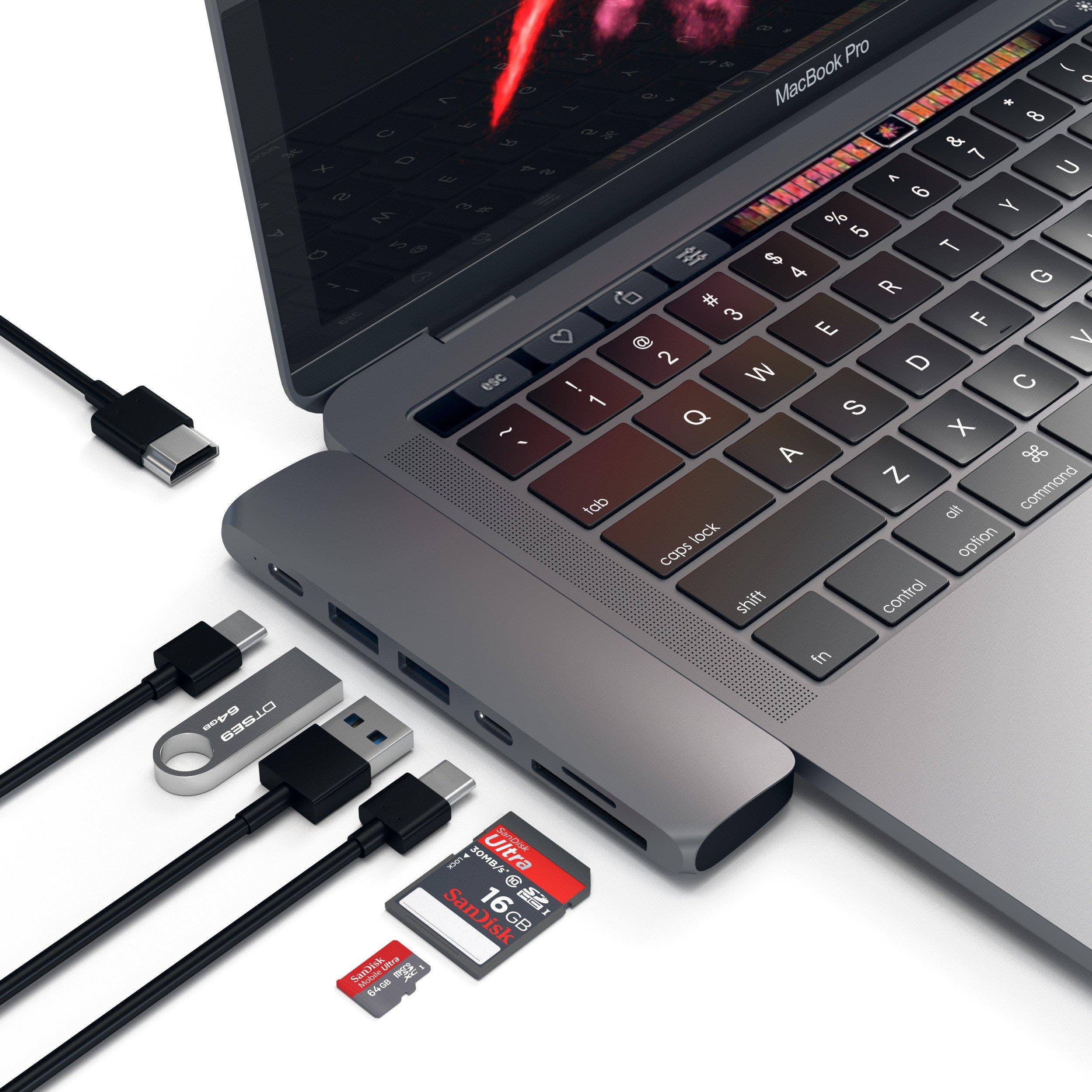 Satechi USB C Hub Adapter, USB C Dongle 7 in 1, USB C with 4K HDMI, 87W USB C PD Charging, USB C Data, 2 USB-A Data, Micro/SD Card Readers, for MacBook Pro/Air M1 M2 M3 M4 - Space Gray