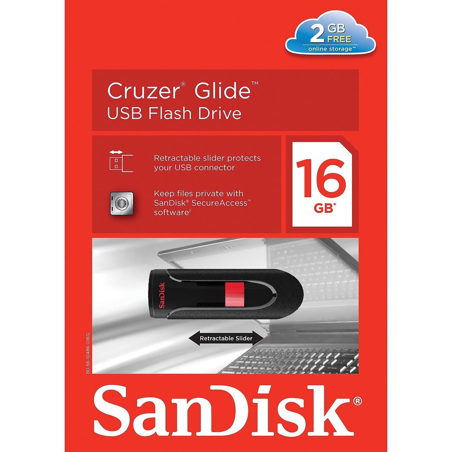 SanDisk Cruzer Glide 16GB USB 2.0 Flash Drive (SDCZ60-016G-A46)