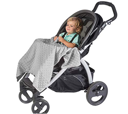 J.L. Childress Cuddle 'N Cover Stroller Blanket - Silky and Minky Fabrics - Blanket Attaches to Stroller - Privacy Cover, Blanket, Sun Shade - 30" x 30" - Grey