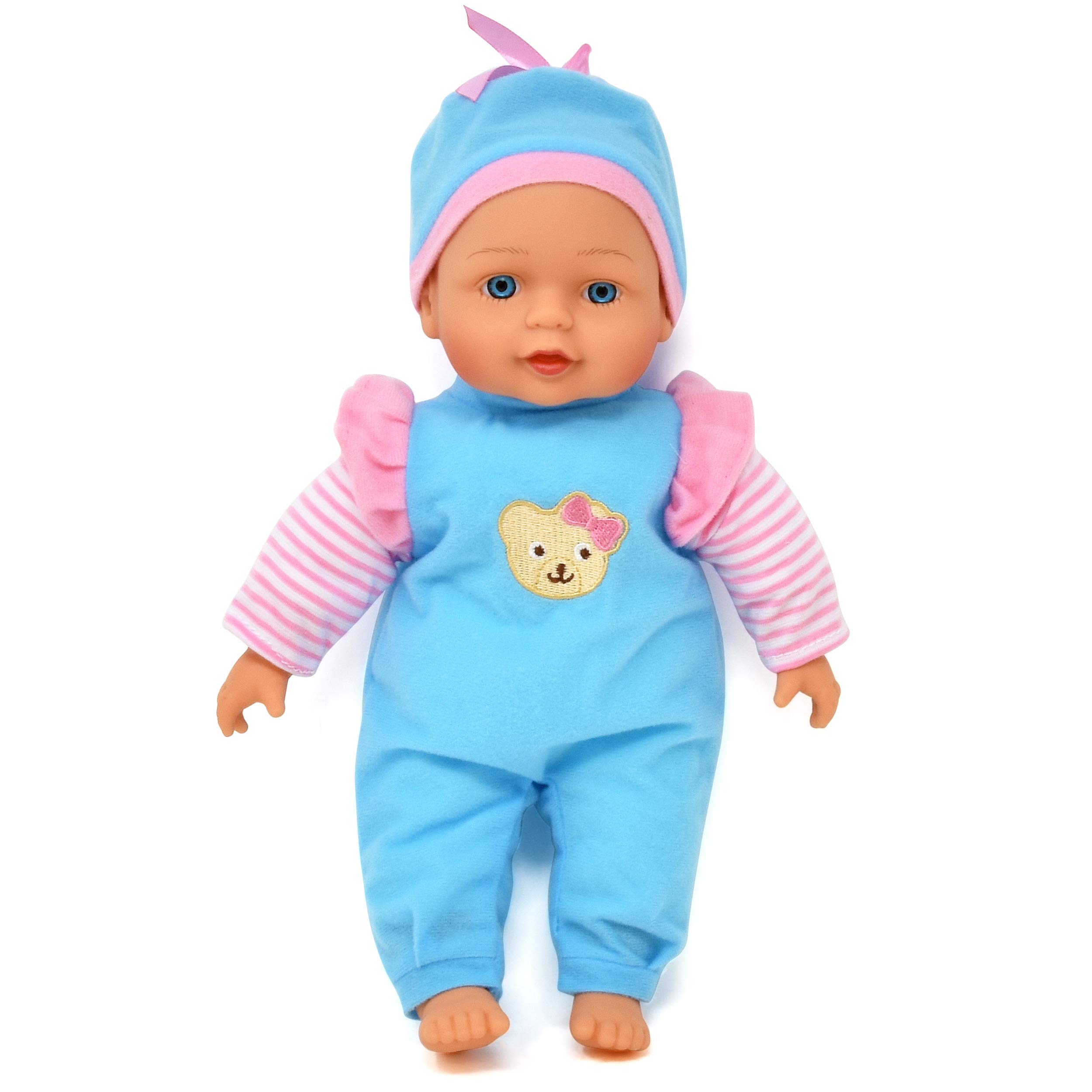 Dolls To Play 13" Soft Baby Doll with Take Along Pink Doll Backpack Carrier, Briefcase Pocket Fits Doll Accessories and Clothing