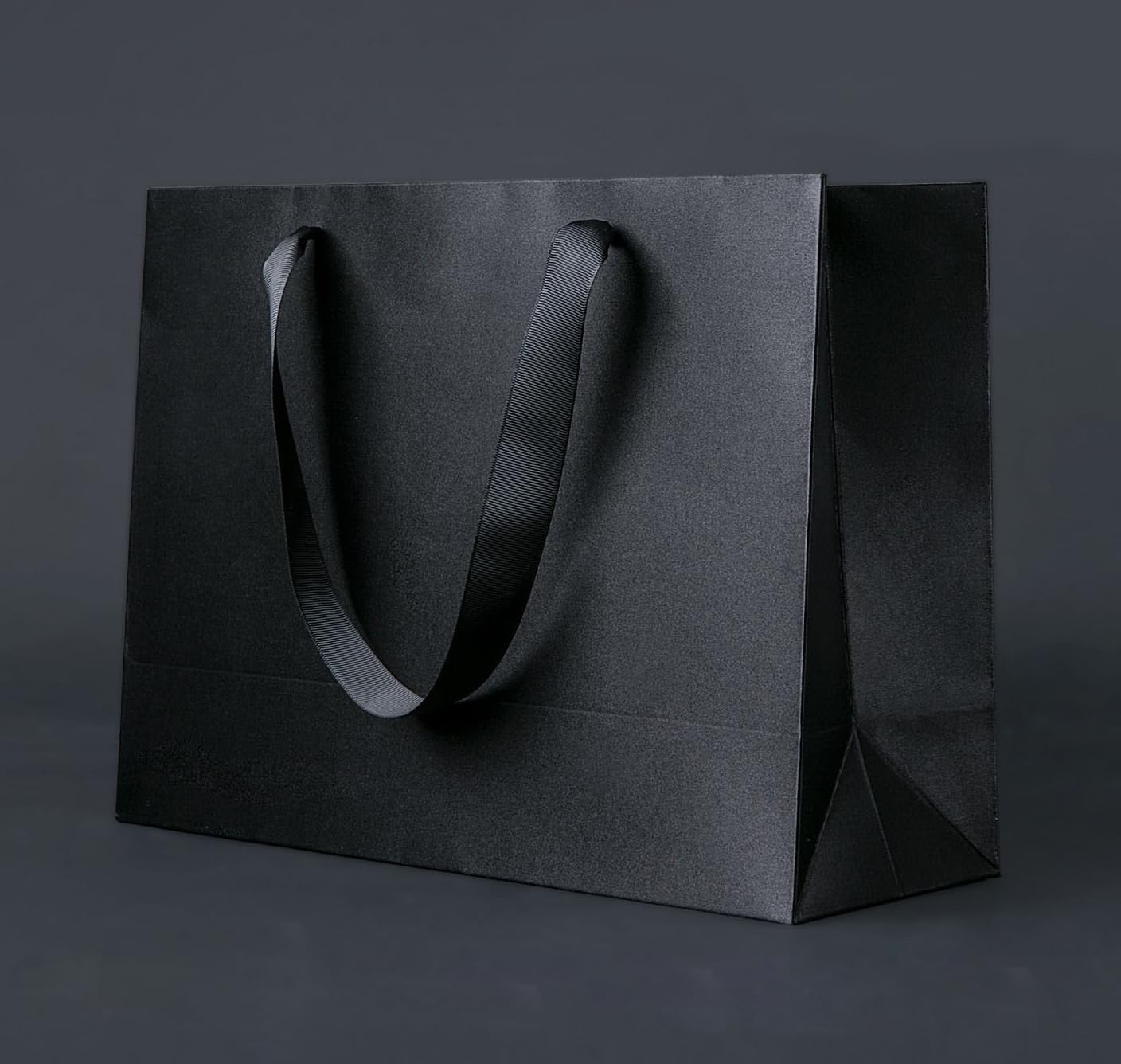 jabberwpacking 13" Large Black Premium Gift Bag with Tissue Paper and Card (Silk Paper Gift Bag) for Father's Day Men Birthday Party Favor