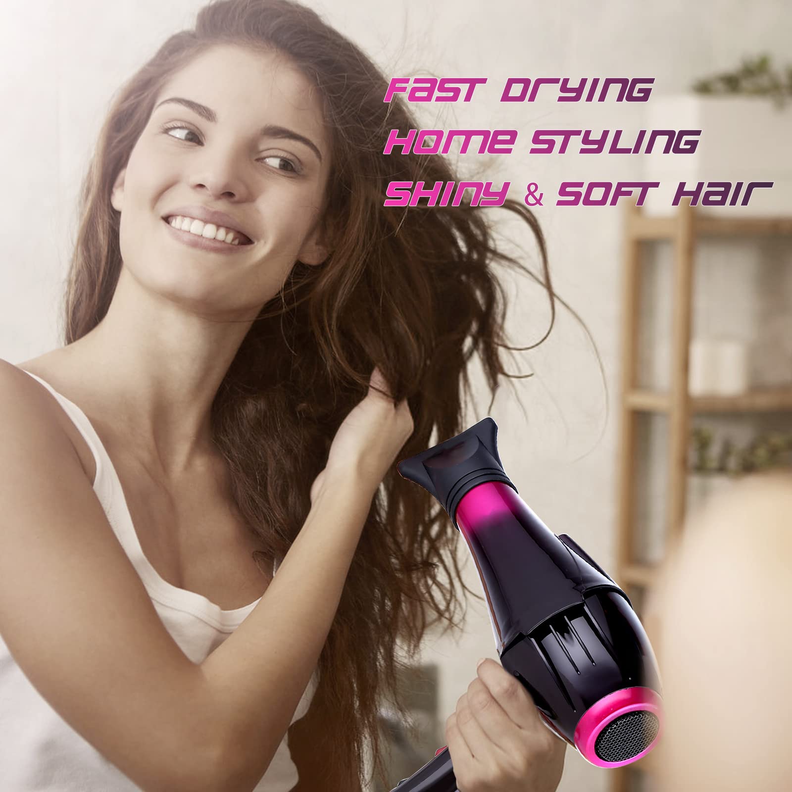 Hair Dryer Professional Blow Dryer Negative Ions 3500W Powerful Fast Drying Low Noise Long Cord Quick Dryer with Nozzle and Diffuser Hair Blow Dryer with 2 Speed and 3 Heat Settings (Purple-2)