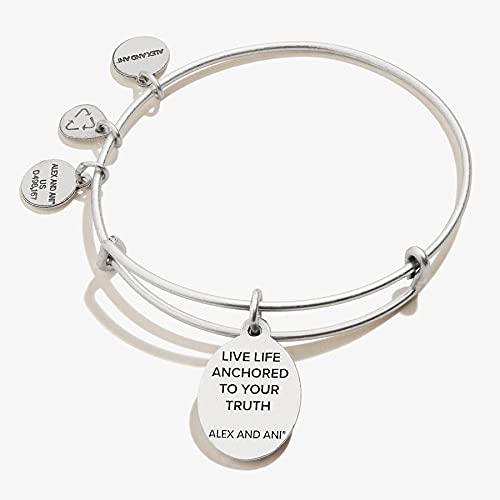 Alex and Ani Path of Symbols Expandable Bangle for Women, Anchor Charm, Rafaelian Silver Finish, 2 to 3.5 in