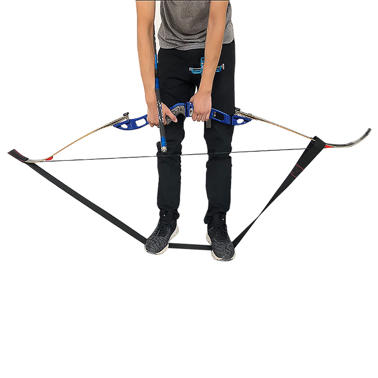 Archery Bow Stringer, String Tool for Recurve Traditional Longbow Takedown Limb Hunting Accessory (Black - Strap)