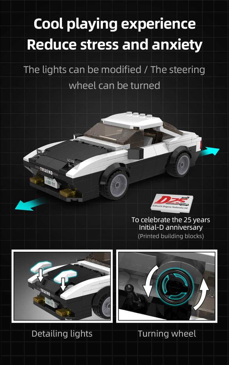 dOMOb Toyota AE86 Trueno – Initial-D 25-th Anniversary – CADA Bricks Toys for 8+ Age Kids & Adults – Realistic Car Model 1:24 Simulated Build – 280 Bricks or Blocks – for Boys, Hobbyist, Collector