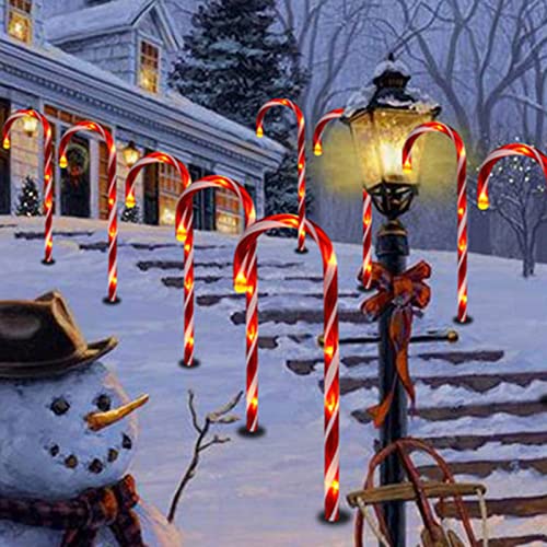 Christmas Candy Cane Lights,Solar Power Light, String Christmas Candy Cane Lights, Outdoor Warm LED Home Garden Ground Plug Crutch New Year Christmas Decor,5pcs