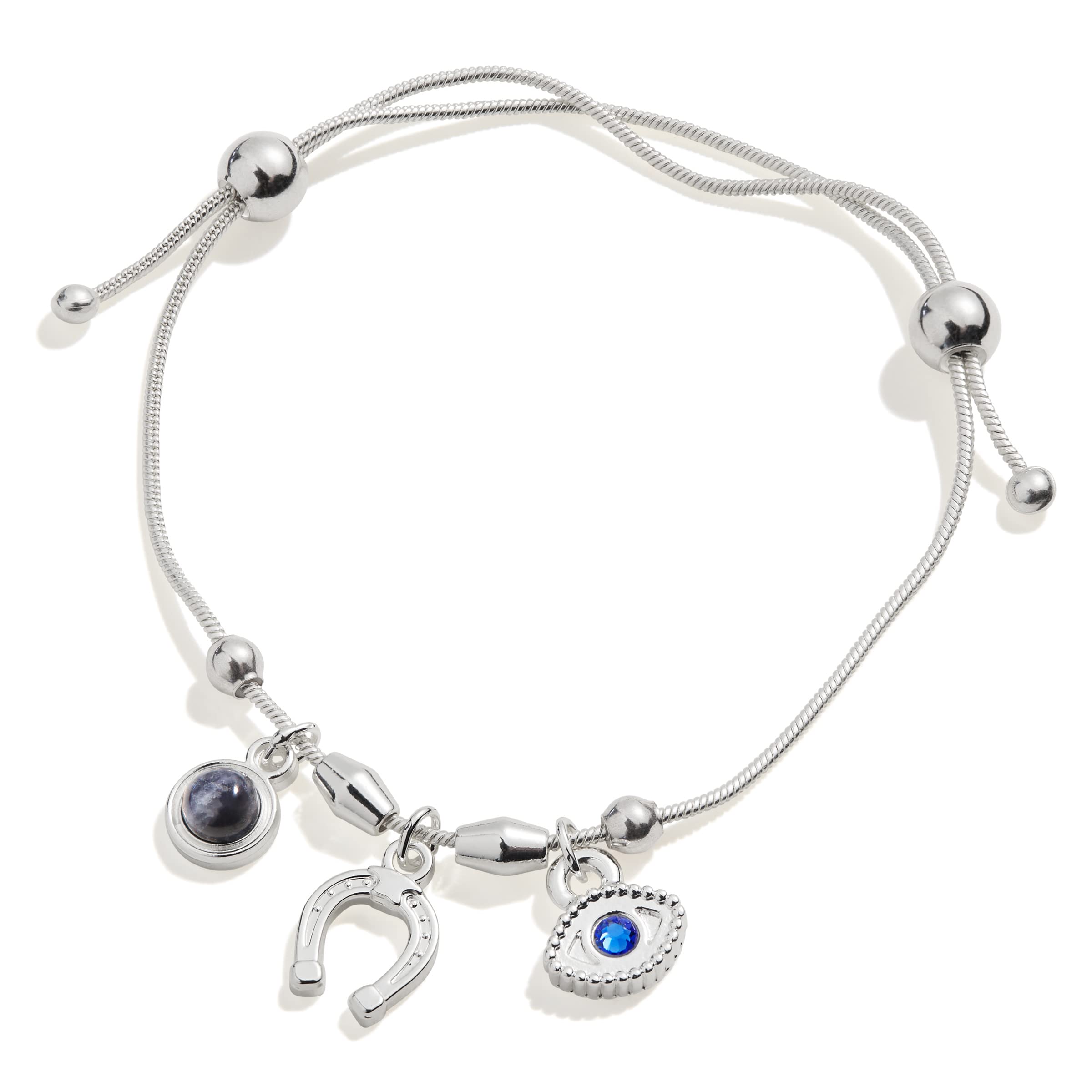 Alex and Ani Seasonal Collection Expandable Pull Chain Bracelet for Women, Protection Multi Charm, Shiny Silver Finish, 2 to 3.5 in