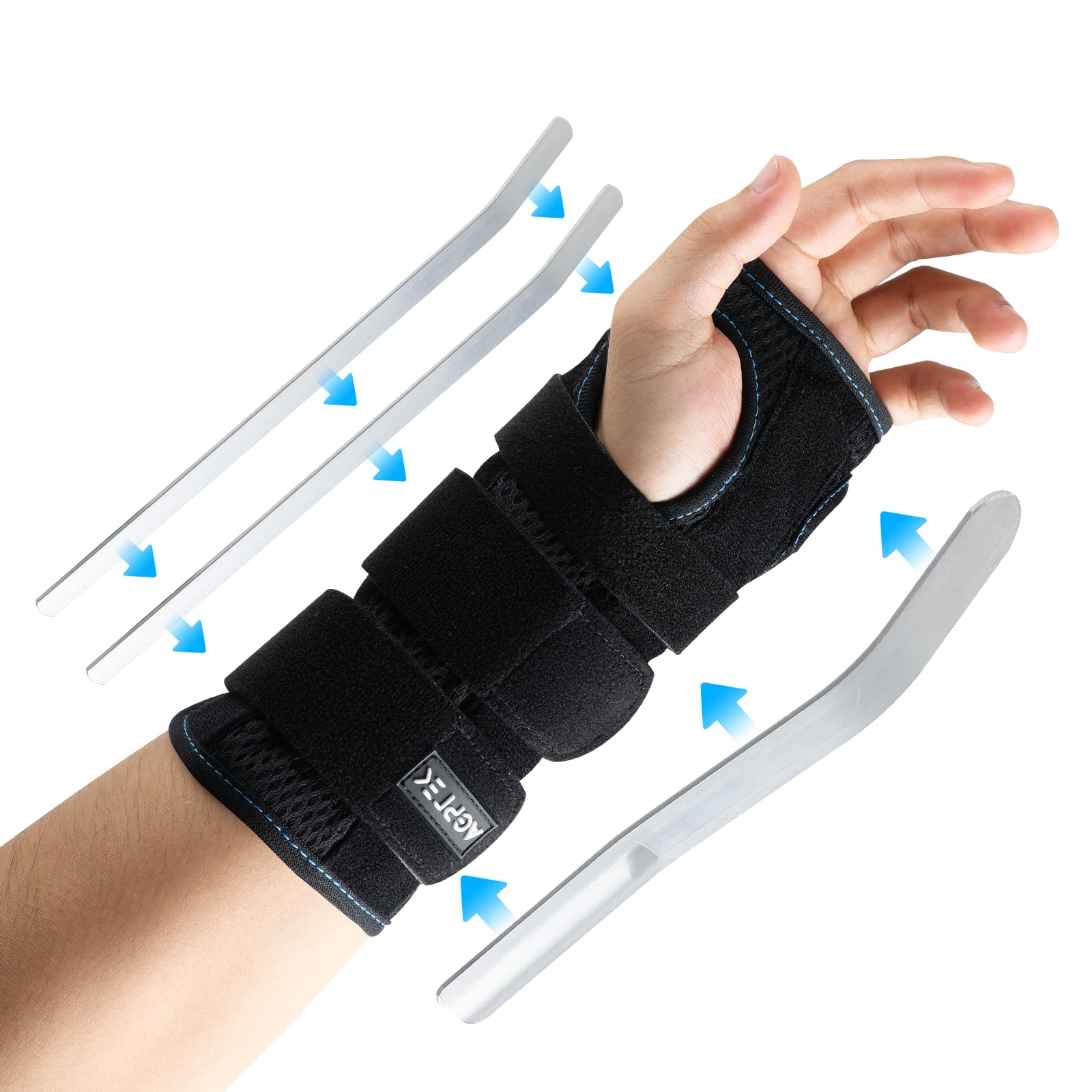 AGPTEK Wrist Brace for Carpal Tunnel Relief, Tendonitis, Arthritis, Sprains, Women Men Adjustable Wrist Splint with 3 Stays, Fits for Both Hand 1 Pack.
