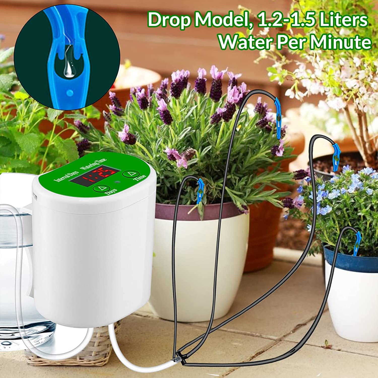 Automatic Watering System USB Power Automatic Drip Irrigation Kit 8 Droparrow Holiday Plant Watering Devices for Indoor Potted Plants LED Display DIY Automatic Plant Waterer Gift for Gardening Lovers