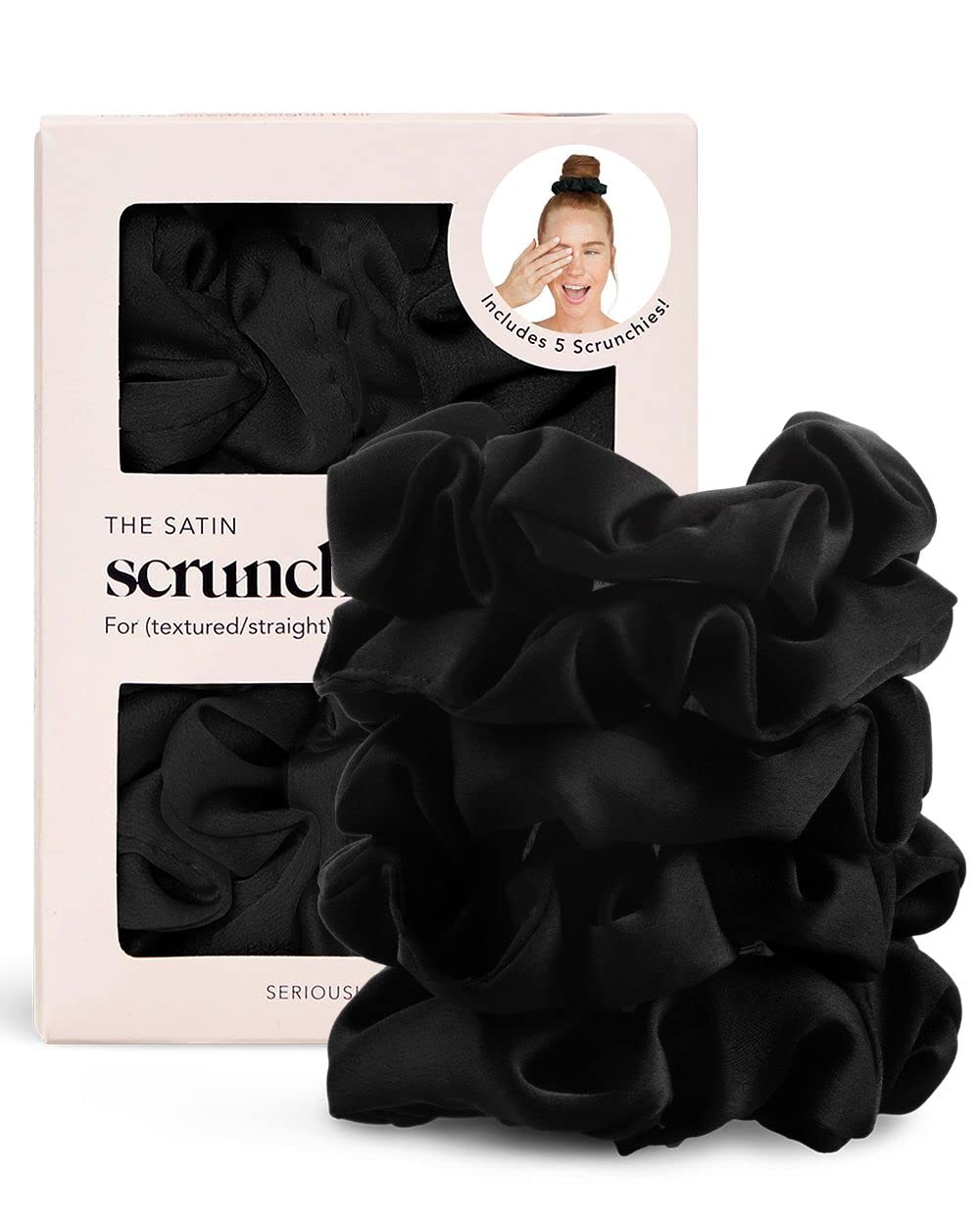 Kitsch Matte Scrunchies for Women - Hair Ties for Thick, Thin or Girls' Hair | Soft, Cute 5pc Set (Blush/Mauve)