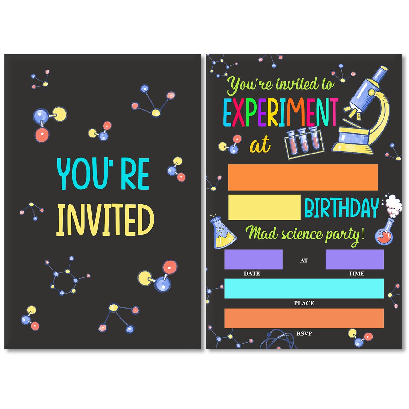 Cute Science Theme Birthday Invitations with Envelopes Set of 20 Experiment Mad Science Party Invites