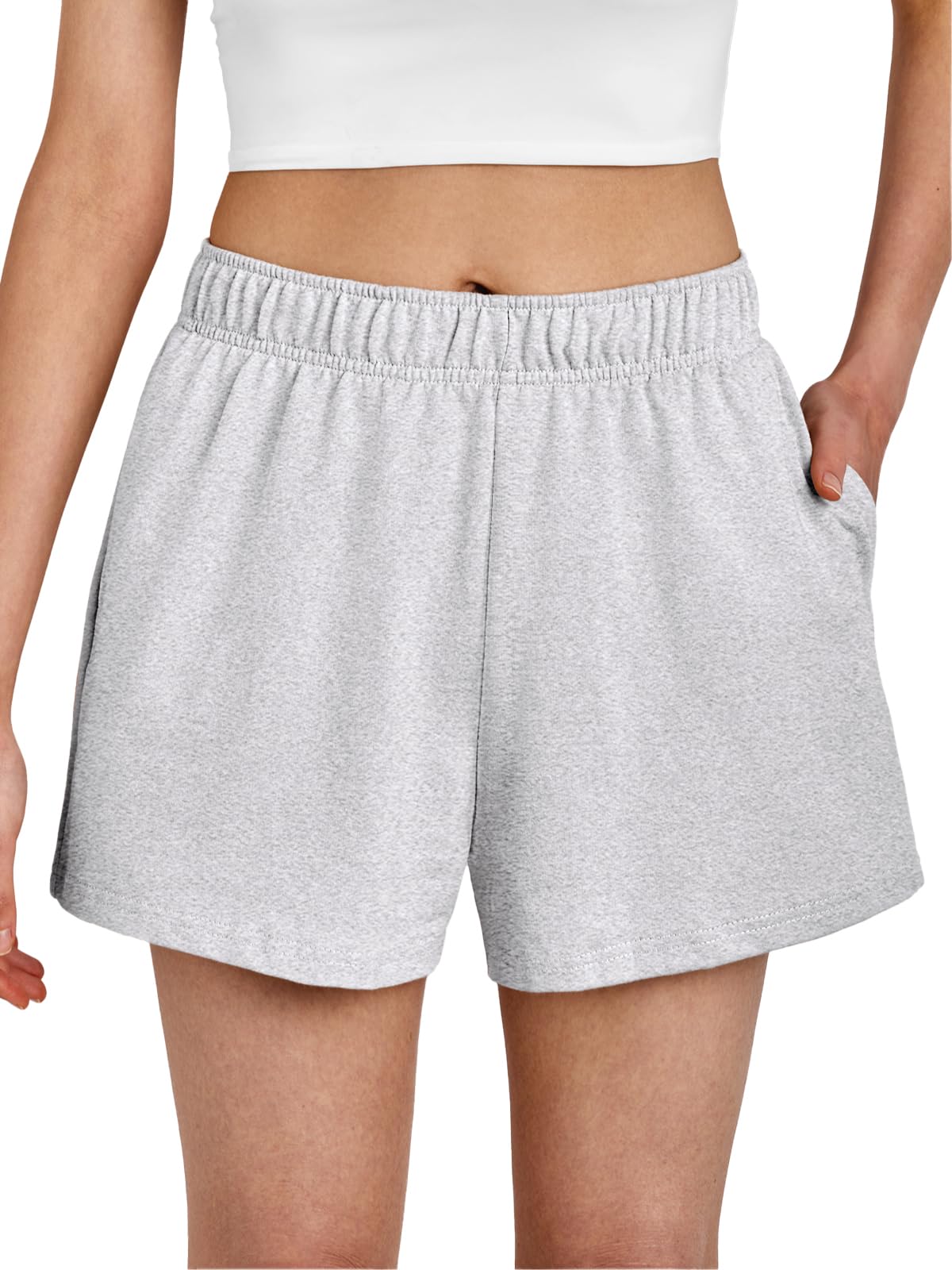 AUTOMET Womens Sweat Shorts Trendy Casual Athletic Shorts Running Summer Vacation Outfits Comfy 2024 Fashion Workout Clothing Grey S