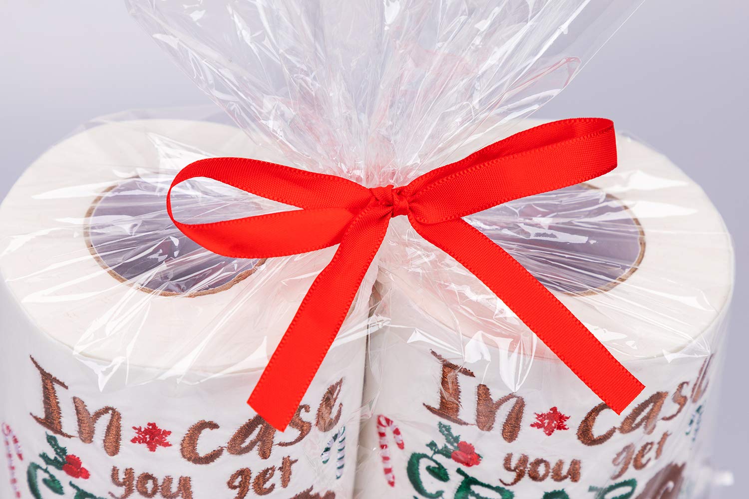 Christmas Embroidered Toilet Paper Decorations - Xmas Party/White Elephant/Gag Gift/Bathroom Decor