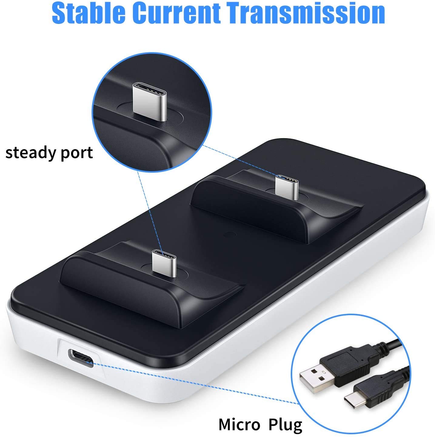 Controller Charger for PS5, Kahool Portable Dual Charge Fast Charging Station Dock for Sony DualSense PlayStation 5 Controllers
