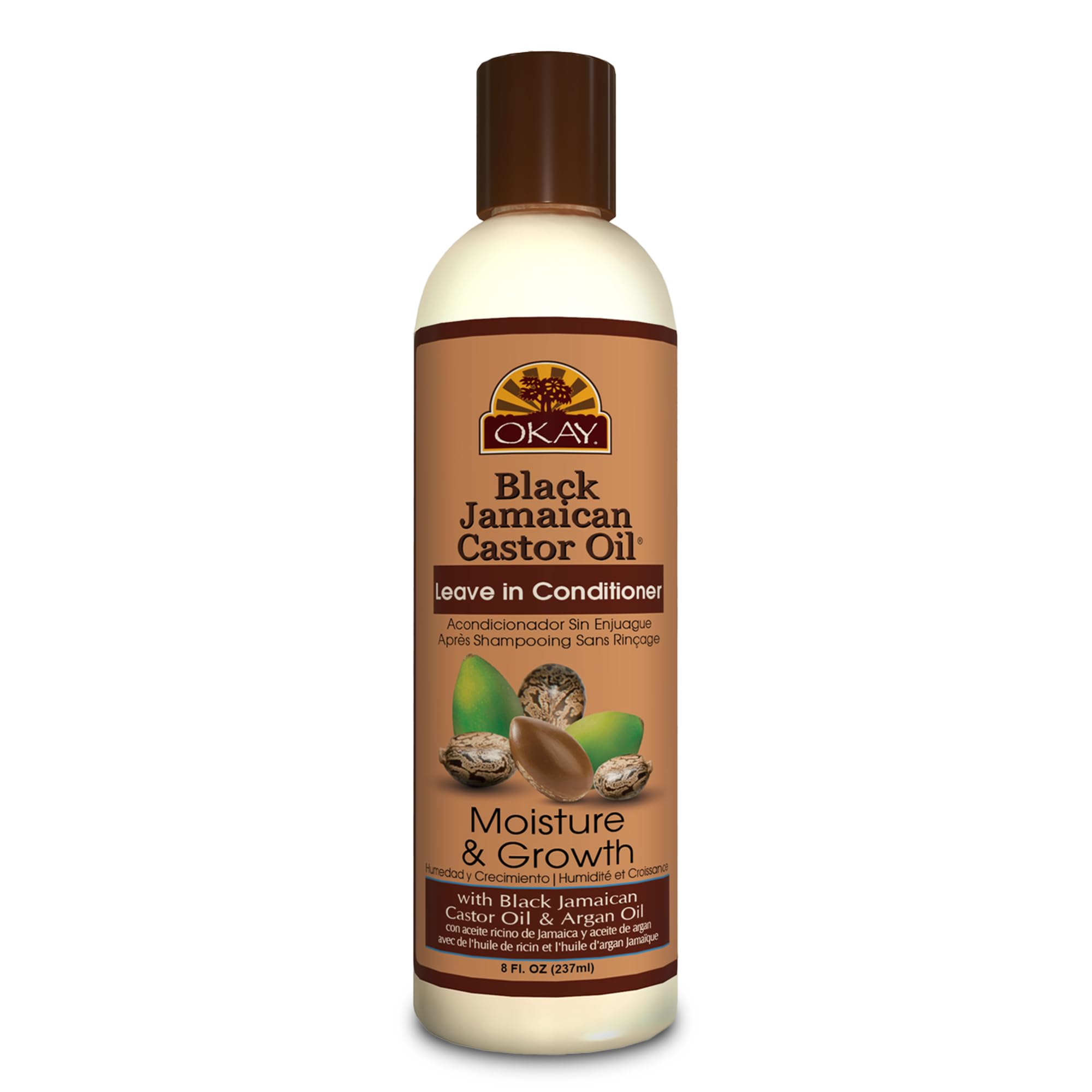 OKAY Black Jamaican Castor Oil Leave In Conditioner - Hair Moisturizer for Women and Men, Natural Hair Product for Hair Growth, Curly Hair Grease for Smooth, Moisturized Hair - 8 oz (Pack of 1)