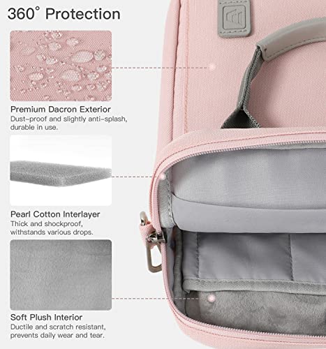 Dadanism 9-11" Tablet Sleeve Carrying Bag with Shoulder Strap for iPad 10th Gen 10.9, iPad 9/8/7th Gen 10.2, iPad Air 11", iPad Pro 11 M4 M2 2024, iPad Air5/4 10.9, Galaxy Tab A9+ Plus 11"/S9 FE, Pink