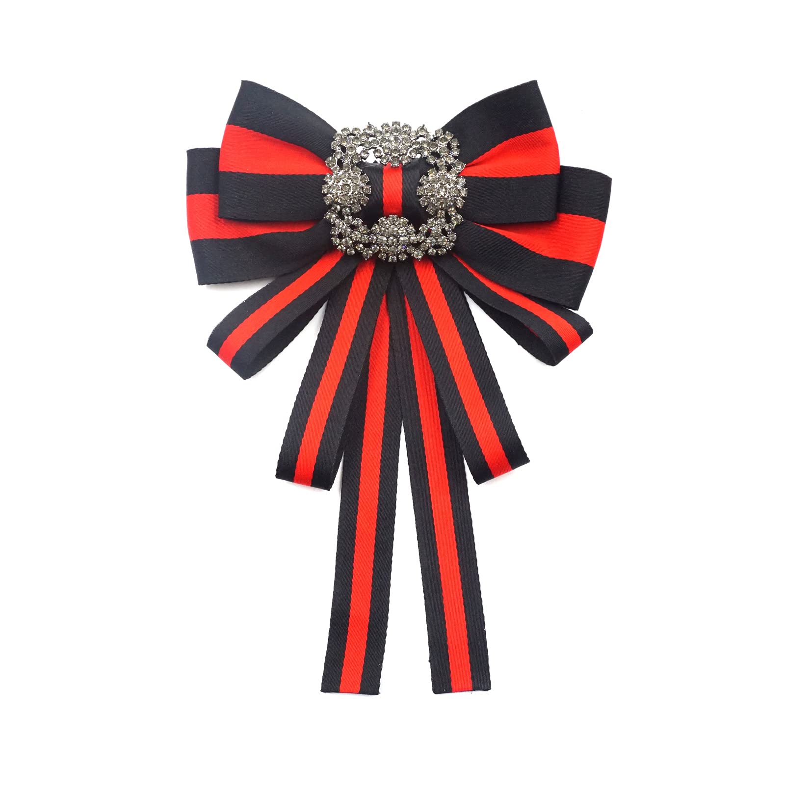 Christmas Ribbon brooch for women men bowknot costume brooches women jewelry beads accessories womens bow tie bow brooch (dk blue)