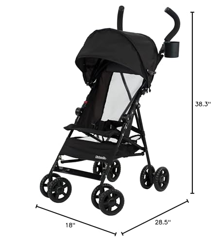 Kolcraft Cloud Lightweight Umbrella Stroller with Large Sun Canopy, Black