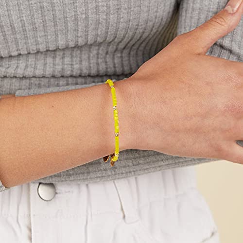 Alex and Ani Summer Beaded Expandable Bangle for Women, Gaiety Lemon Yellow Beads, Shiny Gold Finish, 2 to 3.5 in, One Size, A2129BEAD3SG