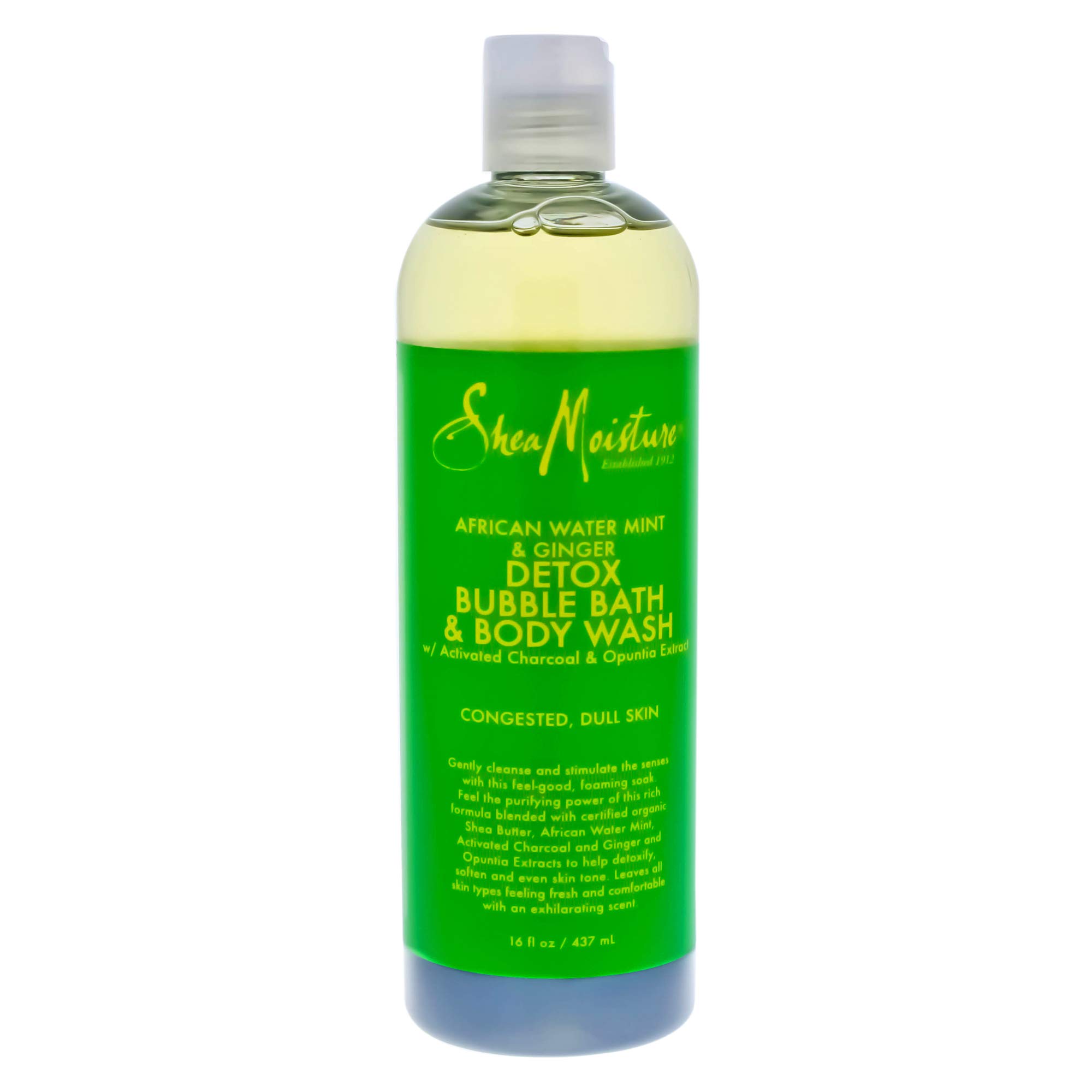 Shea Moisture African Water Mint & Ginger Detox Bubble Bath & Body Wash for Unisex, 16 Ounce