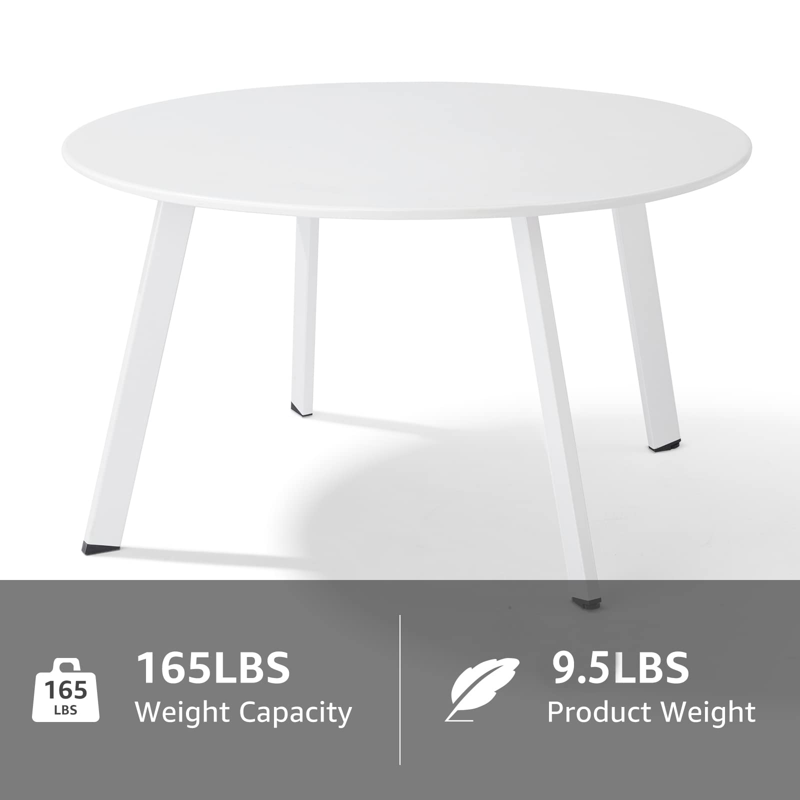 Meluvici Patio Coffee Table Set of 2, Weather Resistant Outdoor Round End Table, Nesting Tables for Living Room Balcony Office, White