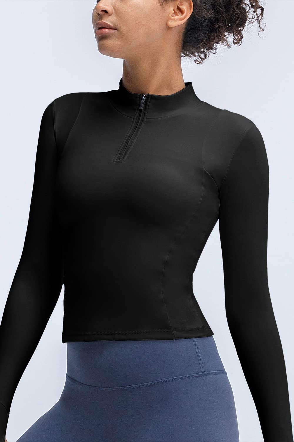 Almaree Womens Workout Tops Long Sleeve Workout Shirts for Women Yoga Gym Top with Thumb Holes M