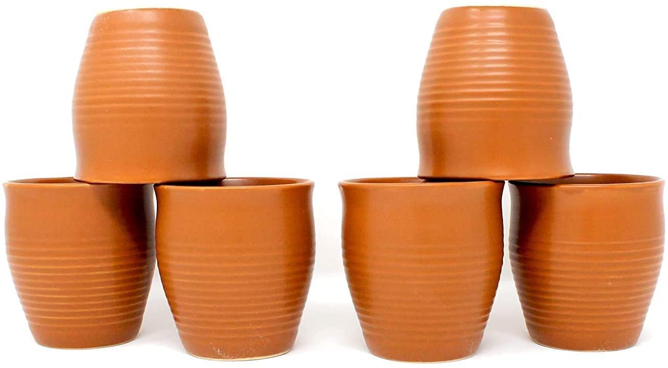 ADHAATA Ceramic Kulhar Kulhad Cups Traditional Indian Tea Chai Coffee Cup 6 OZ (Set of 6pc)