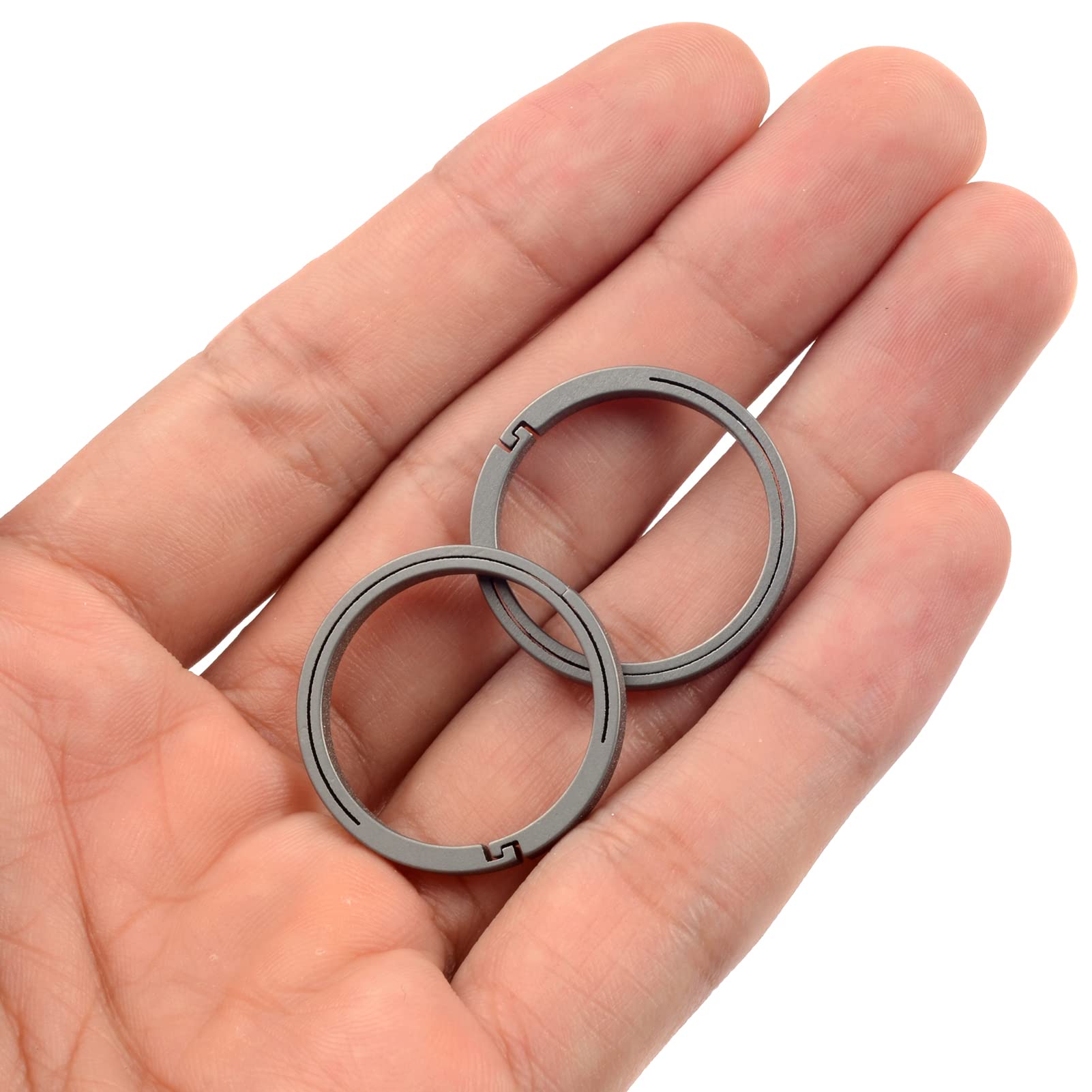 ALFOCI Titanium Quick Release Side Pushing KeyRings 2-Pack Kit, Labor Saving and doesn't use Fingernails, Titanium alloy primary color
