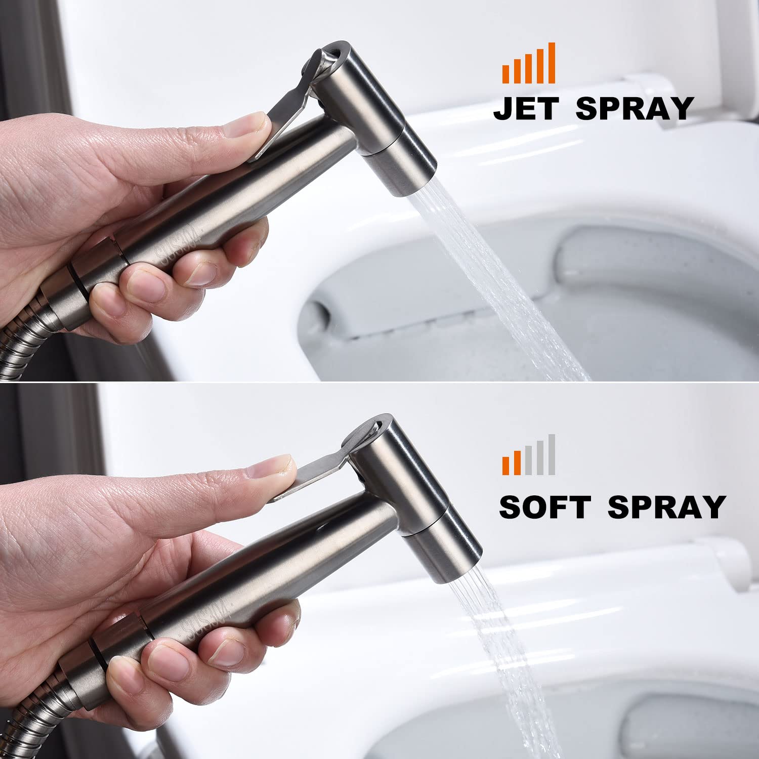 BlitzBite Handheld Bidet Sprayer,Toilet or Wall Mounted leaking Hose, Multi-function Shower 304 Stainless Steel Material with Bidet Hose Feminine Wash, for Baby Pets Wash, Silver