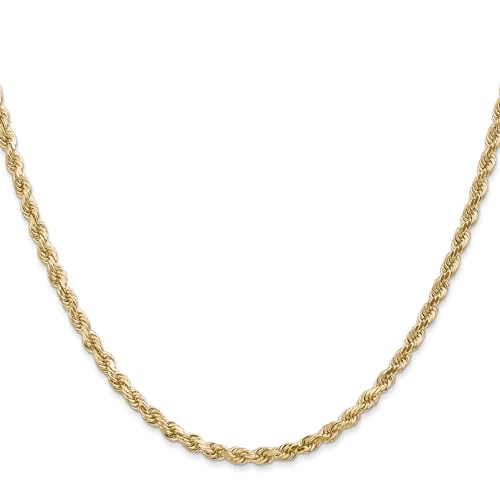Avariah Solid 14K Yellow Gold 3mm Diamond-cut Rope with Lobster Lock Chain - 36"