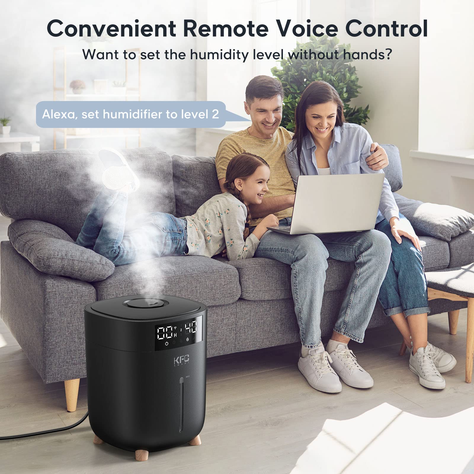 Humidifiers for Bedroom Large Room - Smart 8L Top Fill Cool Mist Humidifiers for Home, Nursery, Baby, Plant with Essential Oil Diffuser, Ultrasonic Air Humidifier with Adjustable 360° Rotation Nozzle